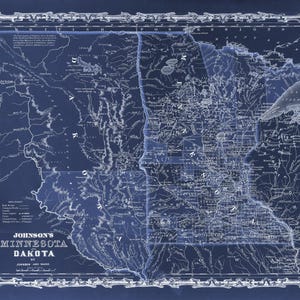 1862 Johnson's Map of Minnesota and Dakota Territory Map Reprint - 3 ...