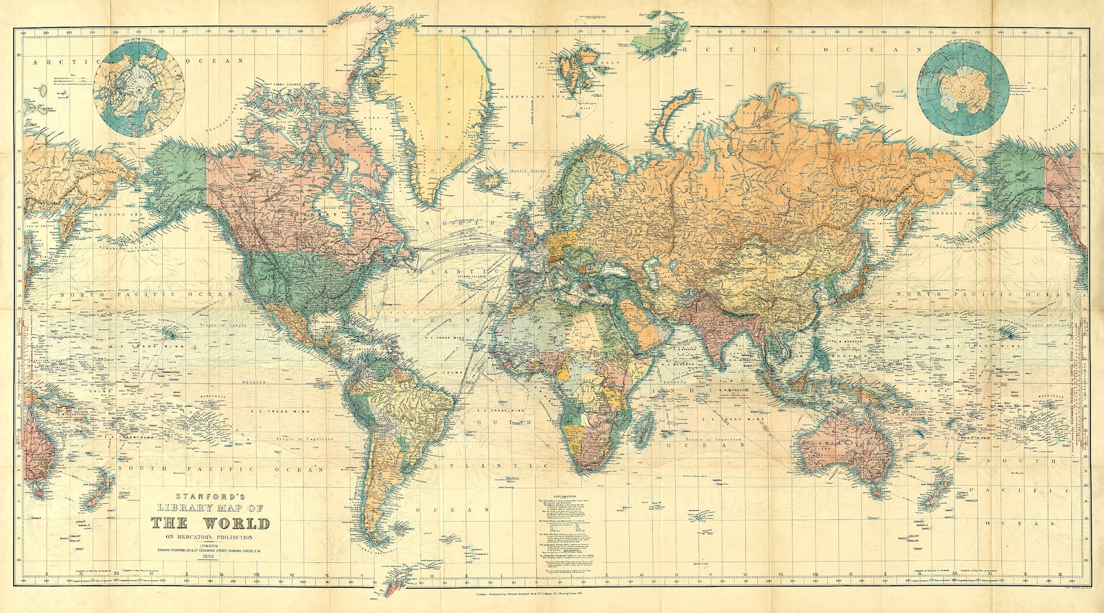 1898 World Map Reprint Mercator's Projection World Map - Etsy