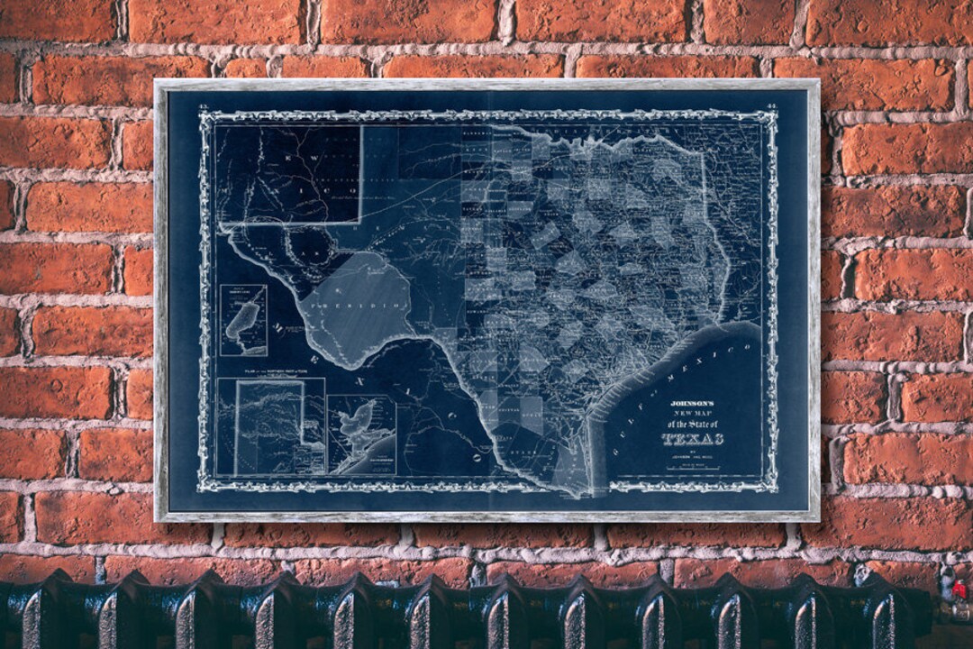 Map of Texas 1862, Vintage Texas Map Reprint 7 Large/xl Sizes up to ...