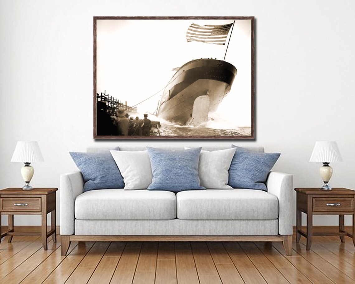 Large sized Vintage Nautical Ship Launch photo reprint | Etsy