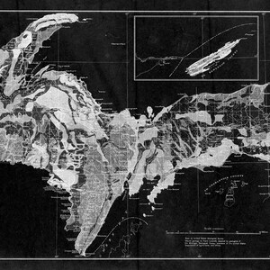 1911 Upper Peninsula Michigan Geological Map Reprint - Vintage Wall Art ...