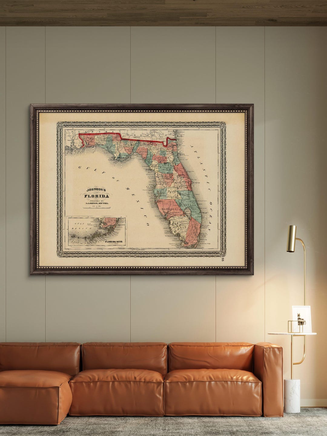 1870 Johnson's Map of Florida Reprint, Vintage Florida Map Reprint - 4 ...