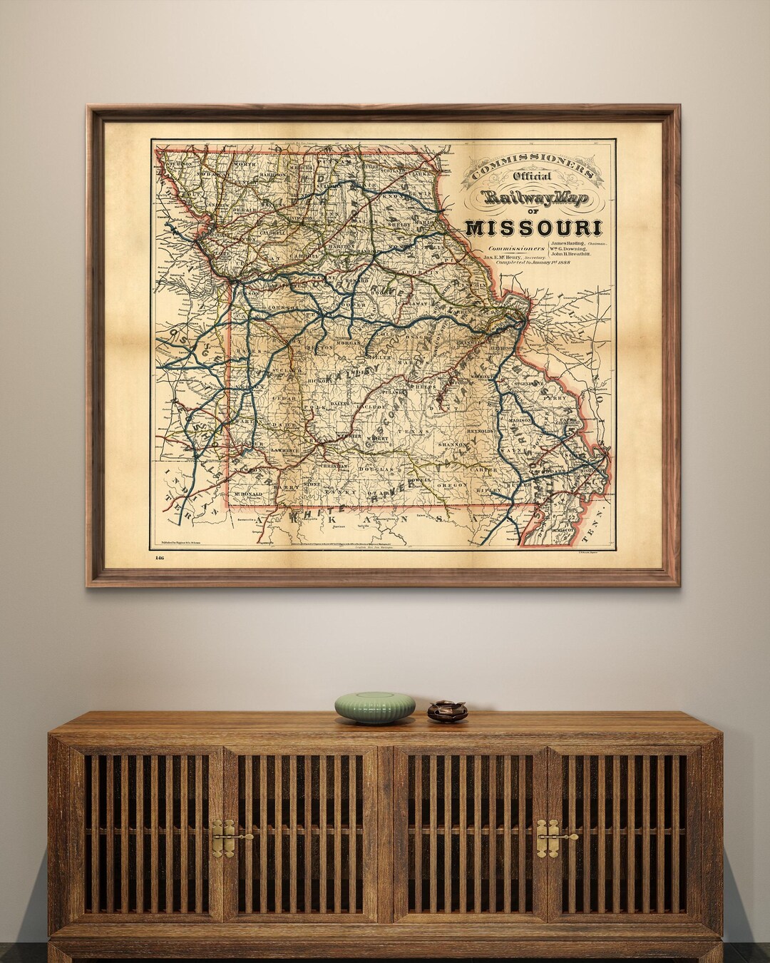 1888 Missouri Map Reprint -vintage Missouri Railroad Map Reprint - 5 ...