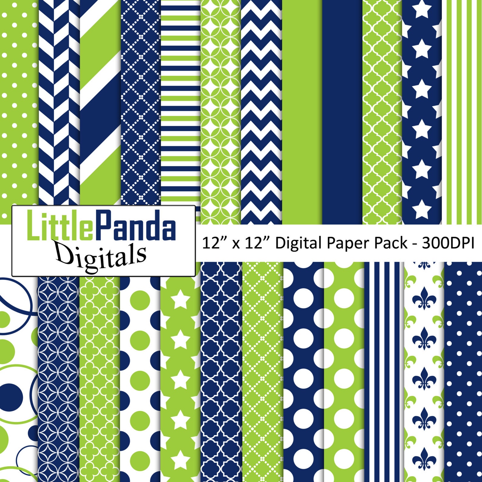 Blue and Lime Green Digital Paper Scrapbook Papers - Etsy