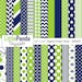 Blue and Lime Green Digital Paper, Scrapbook Papers, Wallpaper ...