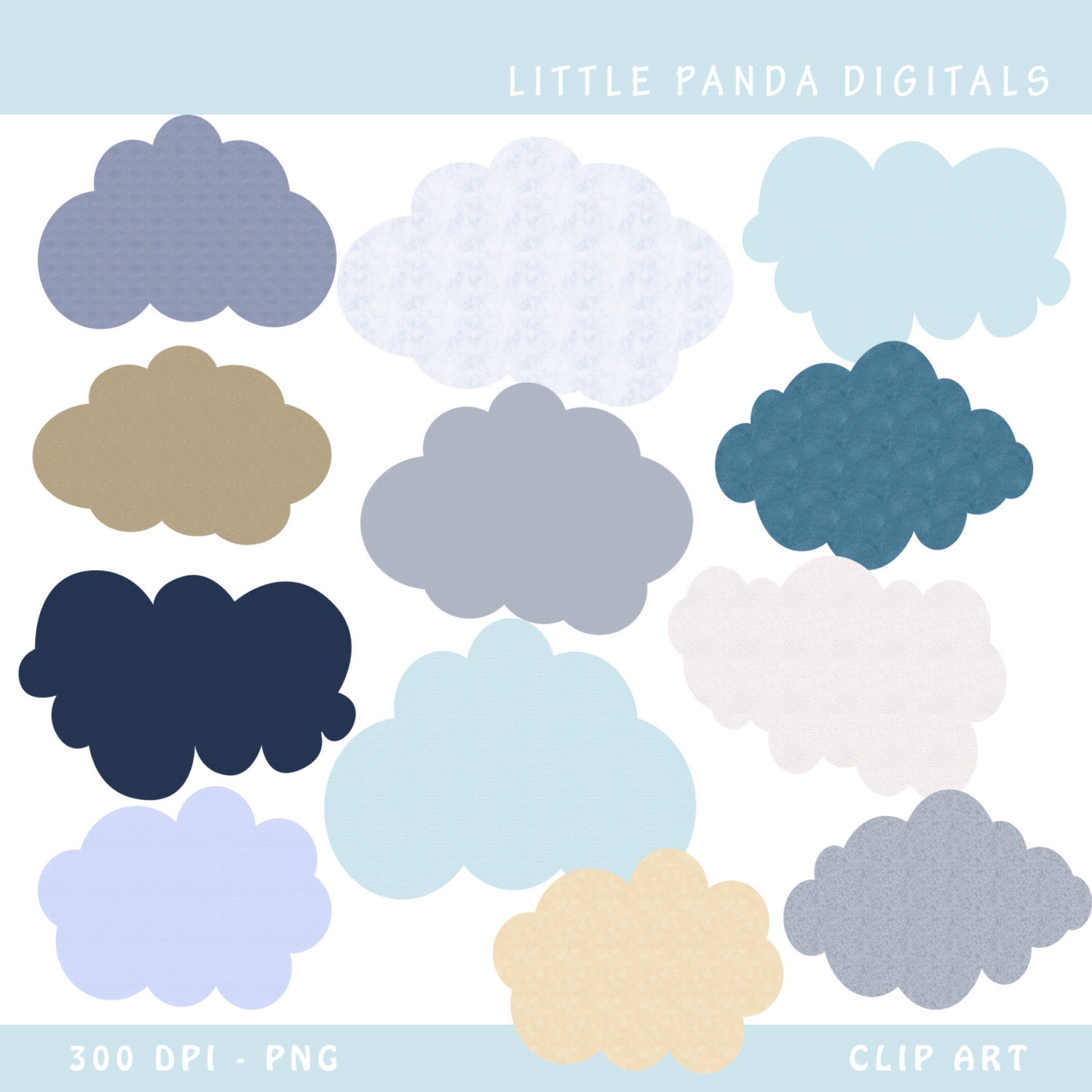 Clouds Digital Clip Art - Personal and Commercial Use - Instant ...