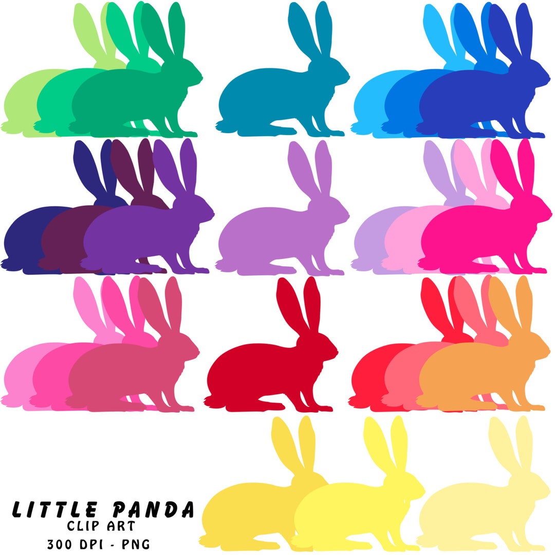 Rainbow Bunny Digital Clip Art - Personal and Commercial Use - Instant ...