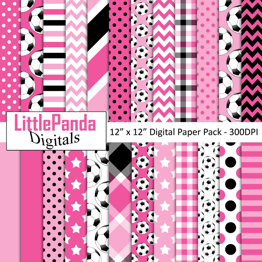 Pink Soccer Digital Paper, Soccer Backgrounds, Soccer Scrapbook Papers ...