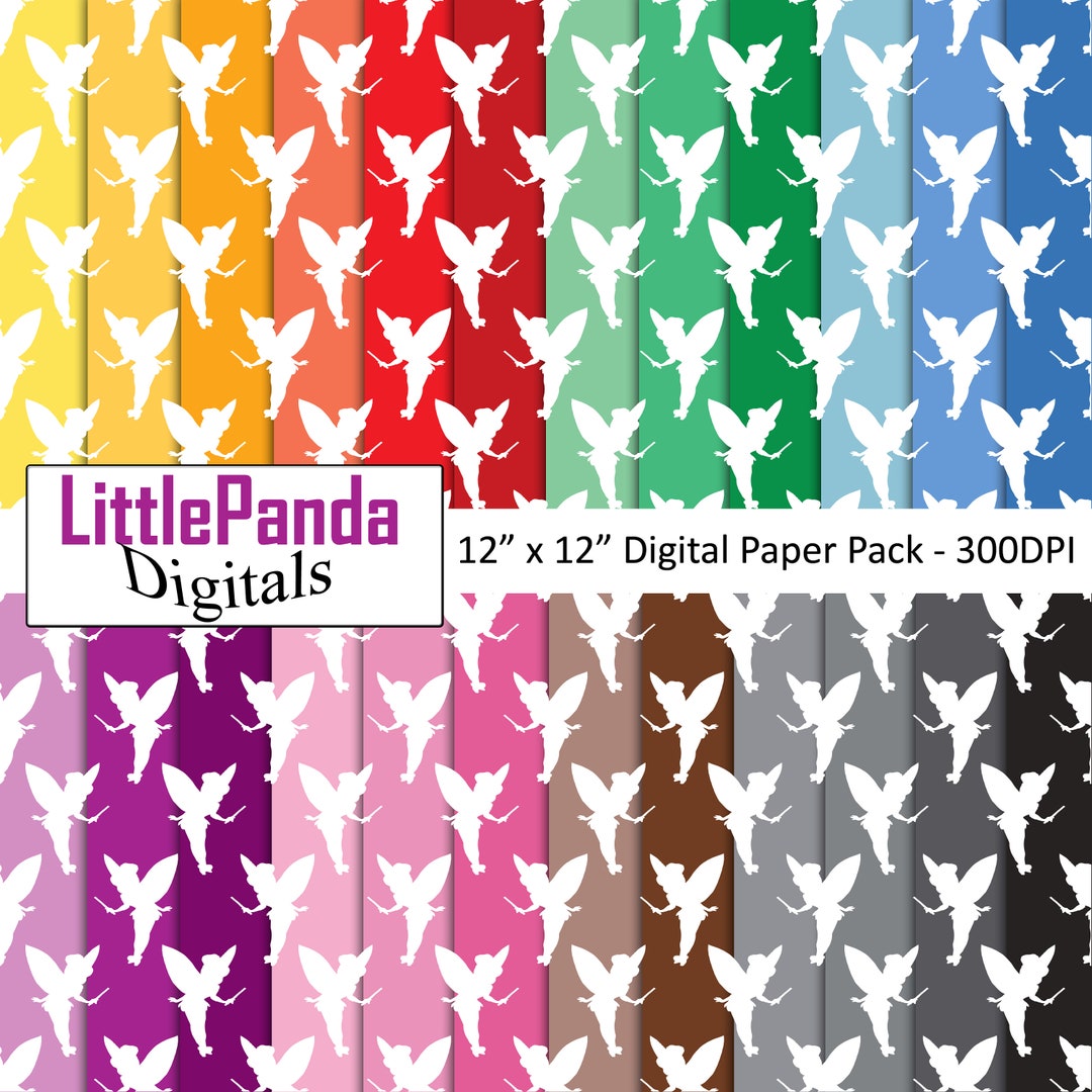 Tinkerbell Digital Paper, Fairy Scrapbook Paper, Birthday, Baby Shower ...