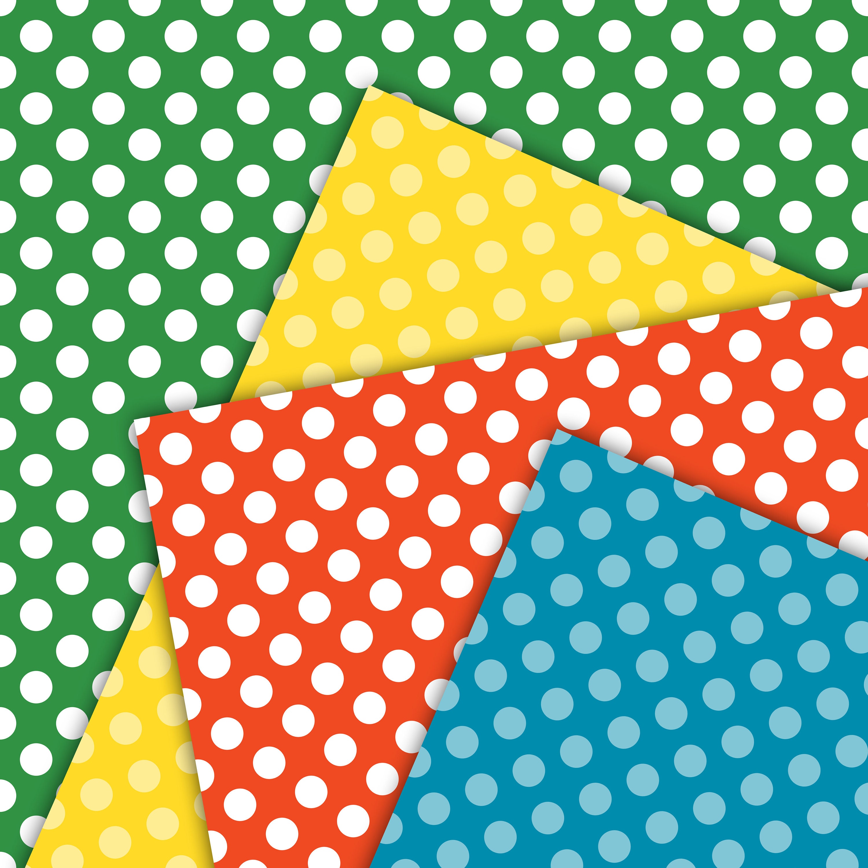 Polka Dots digital paper primary colors scrapbook pages paper | Etsy