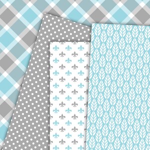 Blue and Gray Digital Paper, Birthday Scrapbook Papers, Baby Shower ...