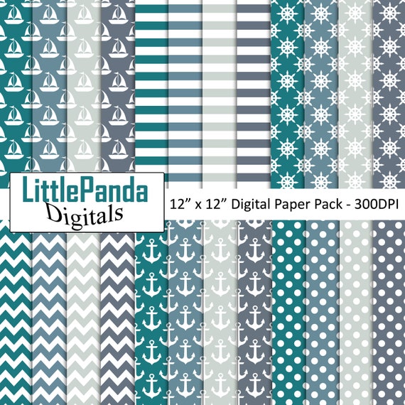Nautical Digital Paper Anchor Background Boat Scrapbook Paper | Etsy