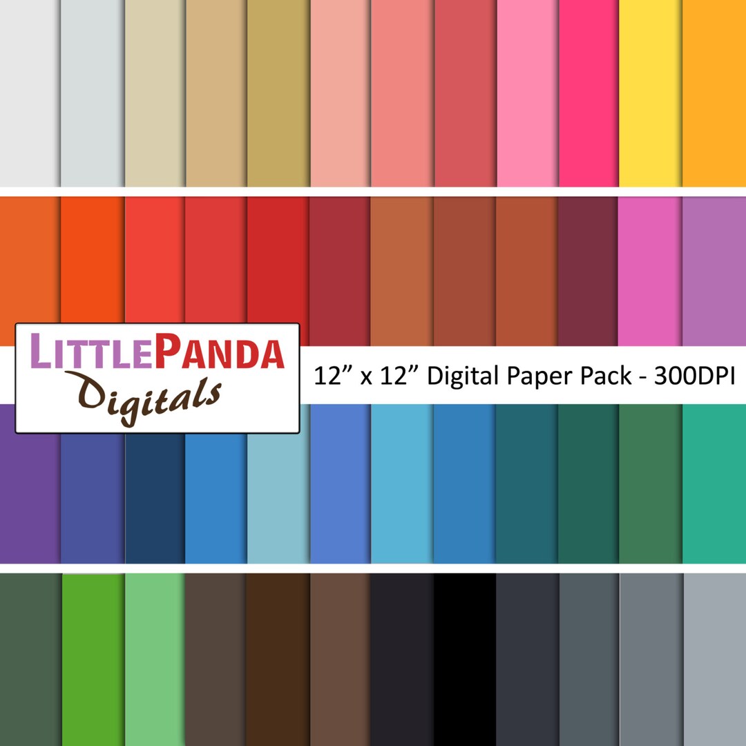 Solid Colors Digital Scrapbook Papers 48 Jpg Files 12 X 12 - Instant ...