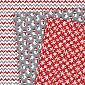 Snowman Digital Paper, Snowflake Patterns, Plaid, Winter, Holiday ...