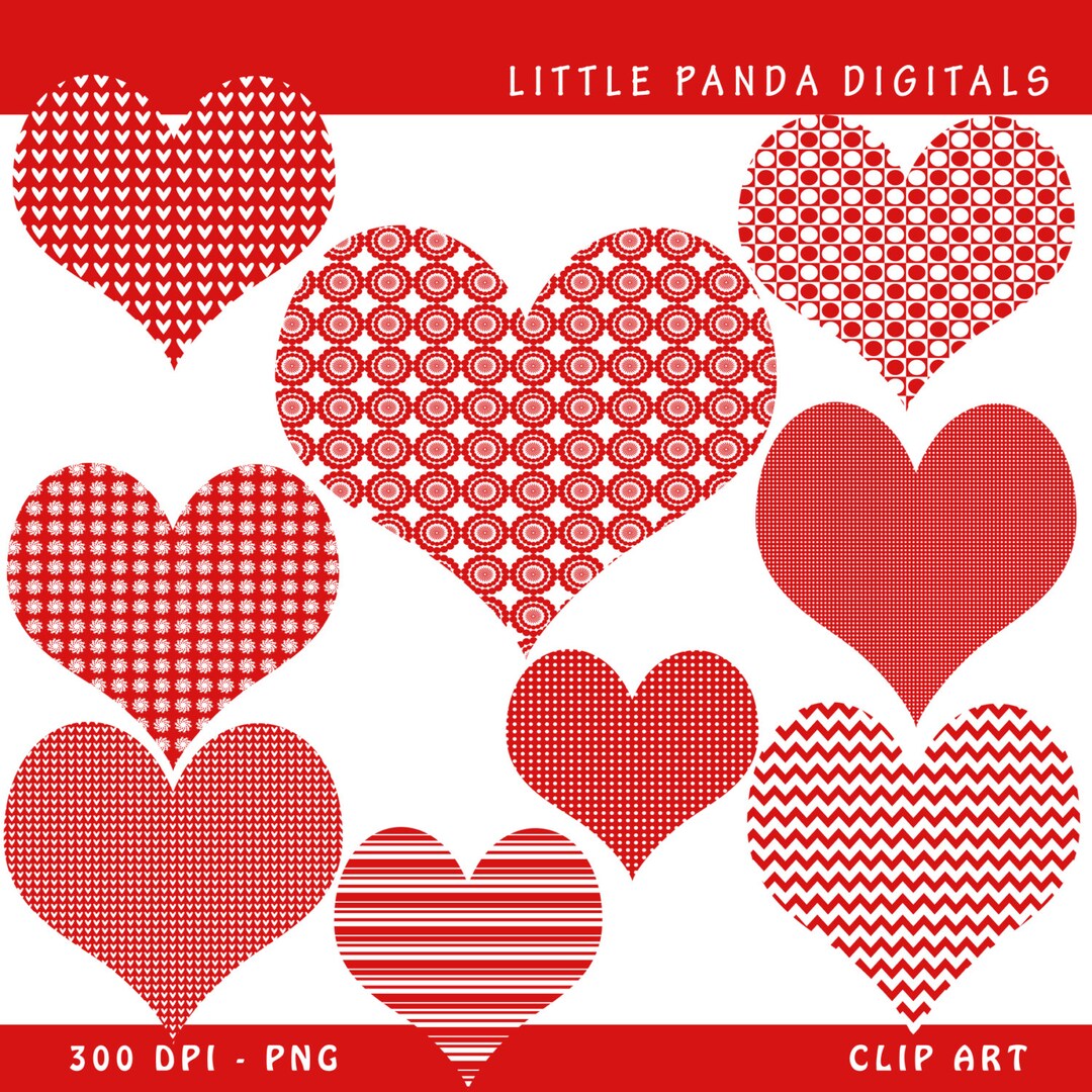 Valentine Hearts Digital Clip Art - Instant Download - C08 - Etsy