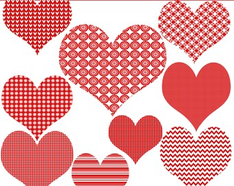 Valentine's Day Hearts Clip Art Digital Clipart Commercial Use ...