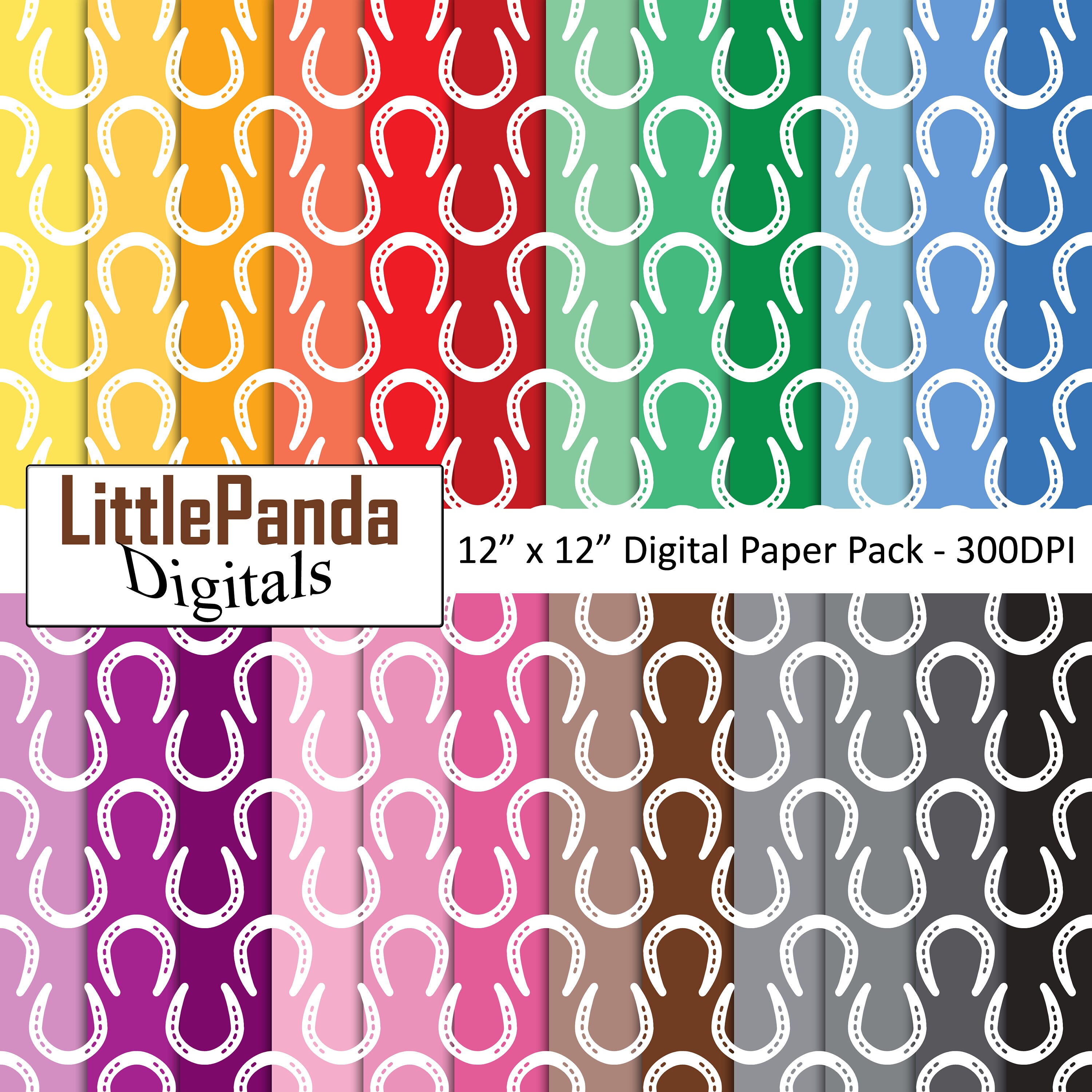 Horseshoe Digital Paper Cowboy Scrapbook Paper Cowgirl Background Rodeo ...