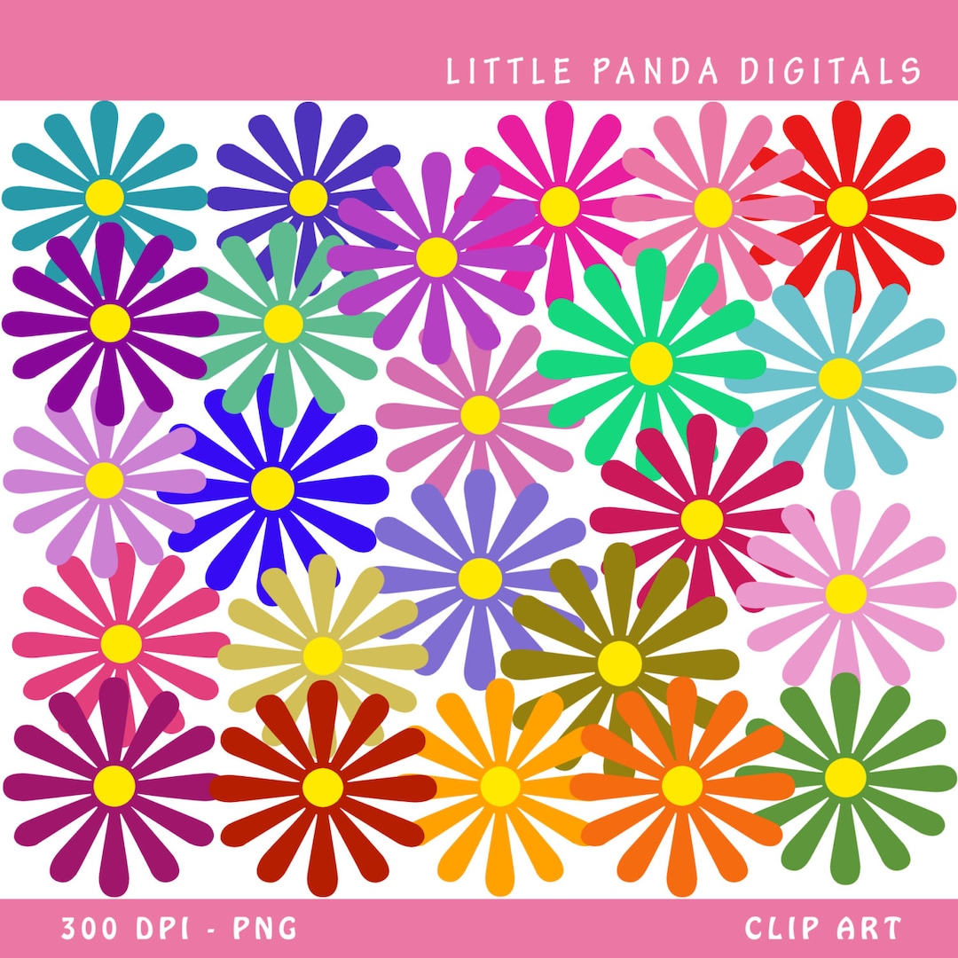 Colorful Flowers Digital Clip Art - Personal and Commercial Use ...