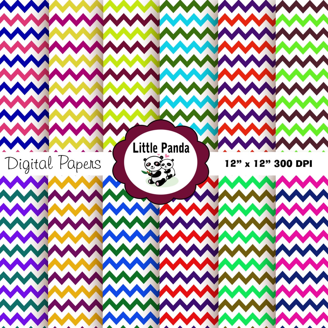 Colorful Chevron Digital Paper Pack, Scrapbook Papers, 12 Jpg Files 12 ...