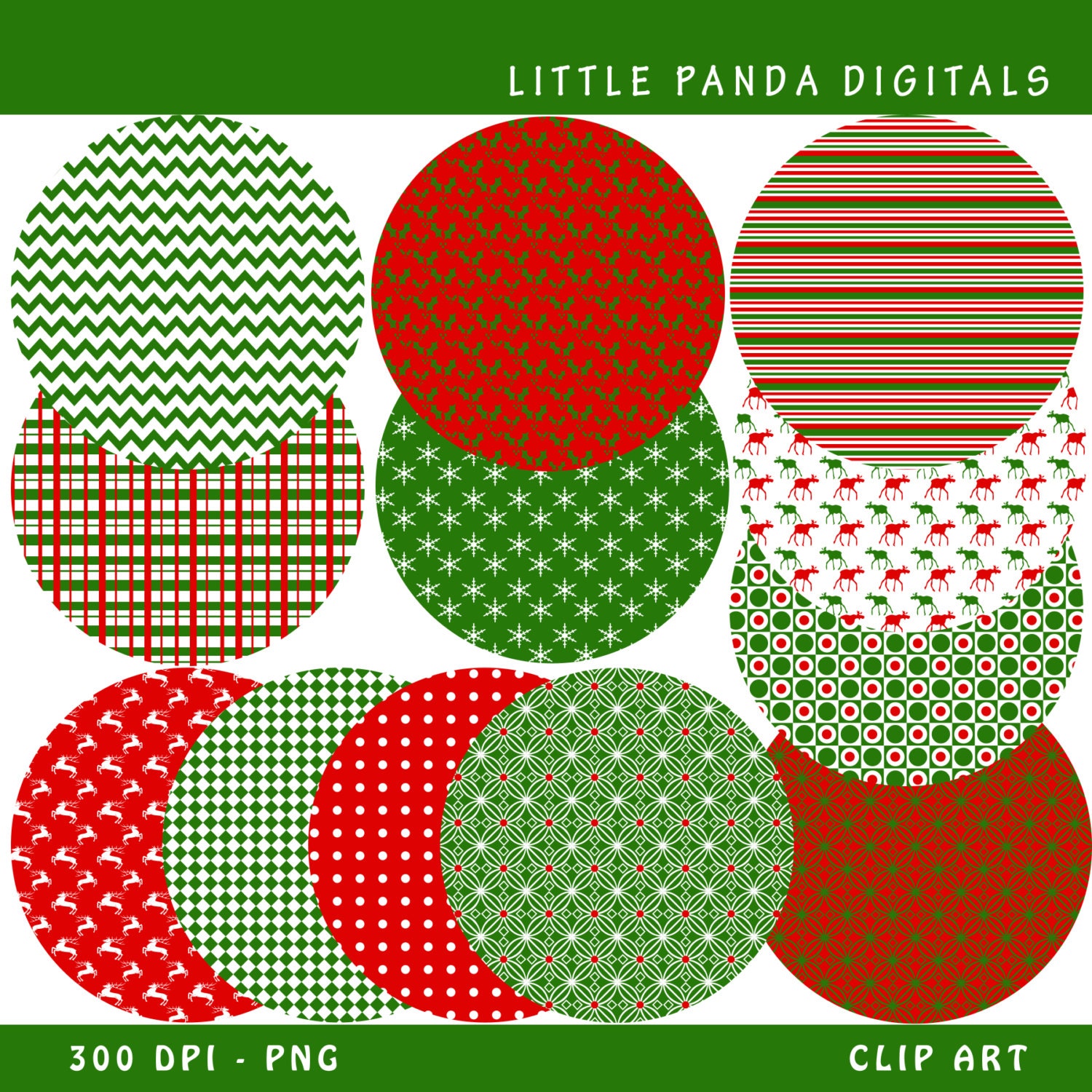 Christmas Circle Digital Clip Art Personal and Commercial - Etsy