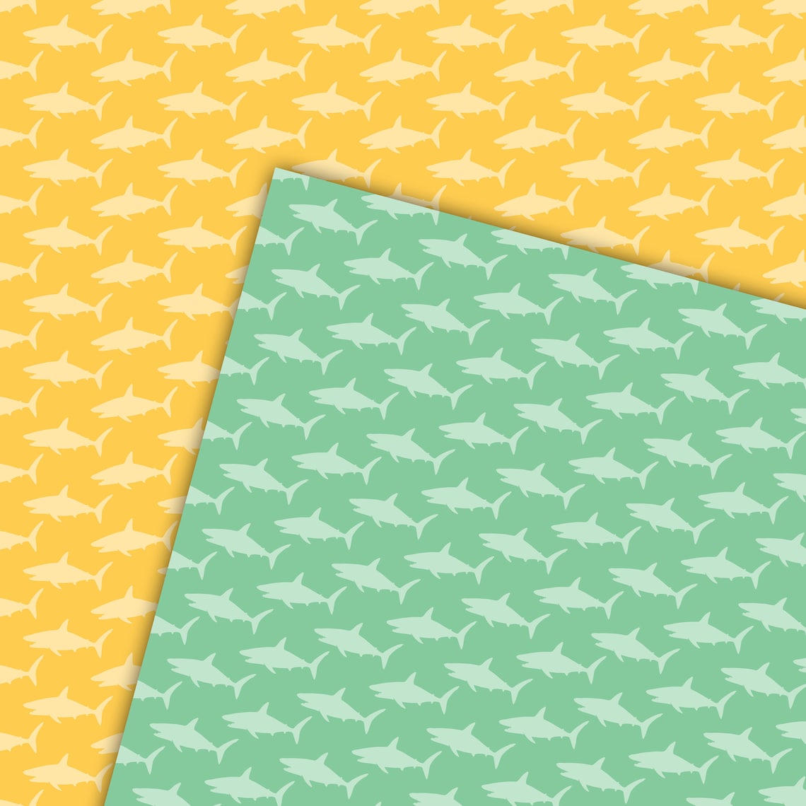 Shark Digital Paper Sea Animal Patterns Sea Scrapbook - Etsy