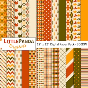 Thanksgiving Digital Scrapbook Papers 24 Jpg Files 12 X 12 - Etsy