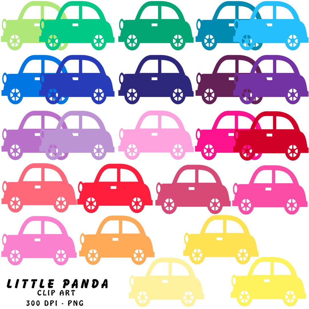 Rainbow Cars Digital Clip Art - Personal and Commercial Use - Instant ...