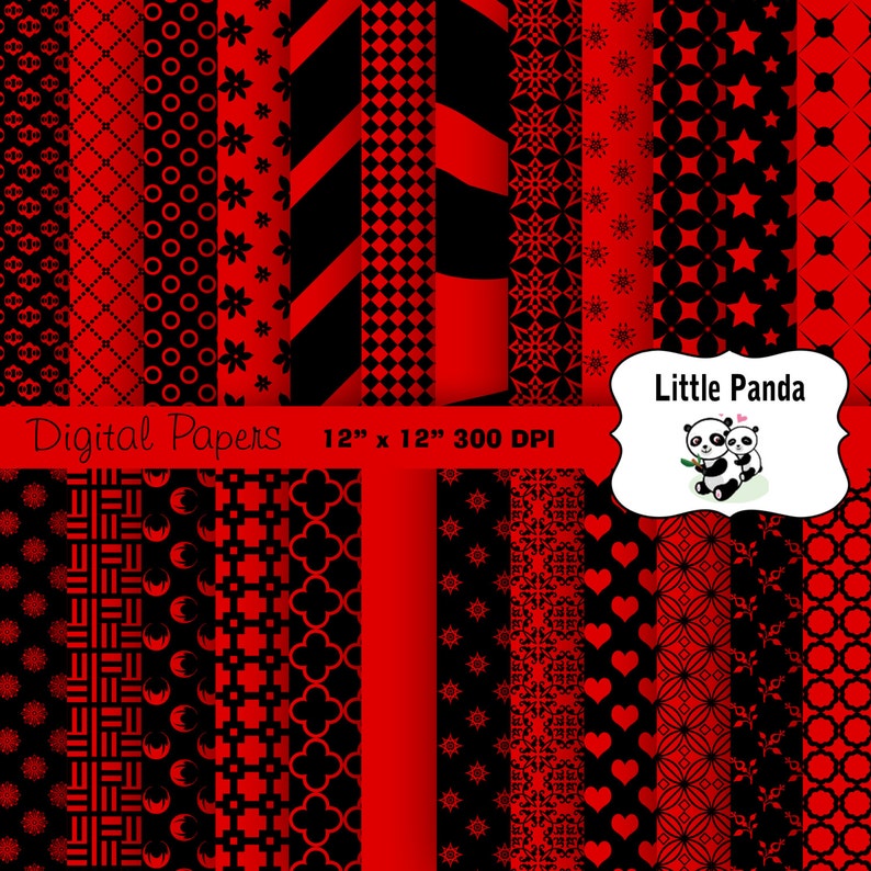 Red and Black Digital Papers 24 Jpg Files 12 X 12 - Instant Download ...