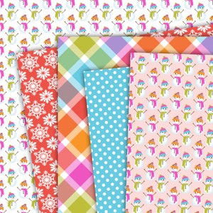 Christmas Digital Paper Snowflake Patterns Plaid Winter Holiday ...