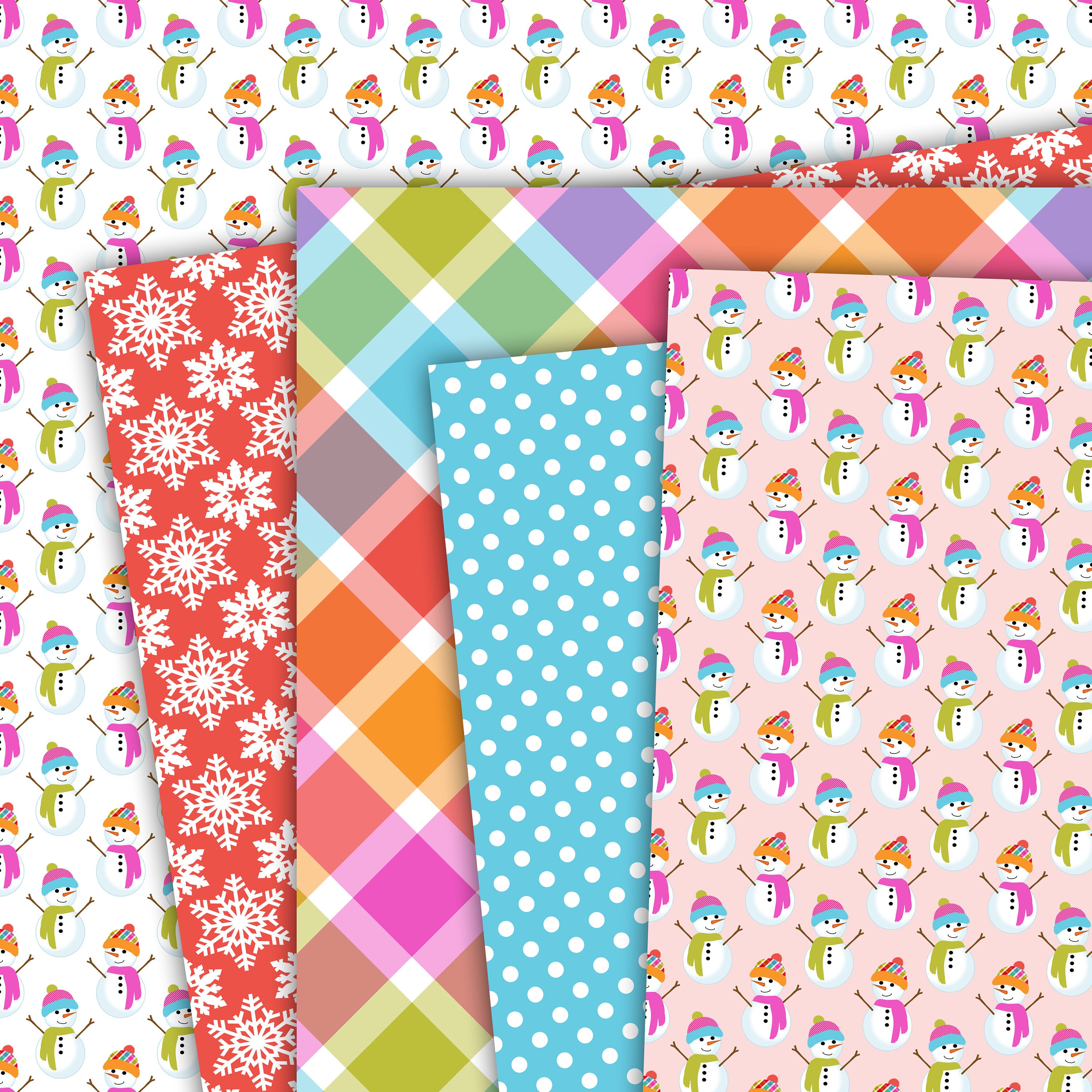 Christmas Digital Paper Snowflake Patterns Plaid Winter - Etsy