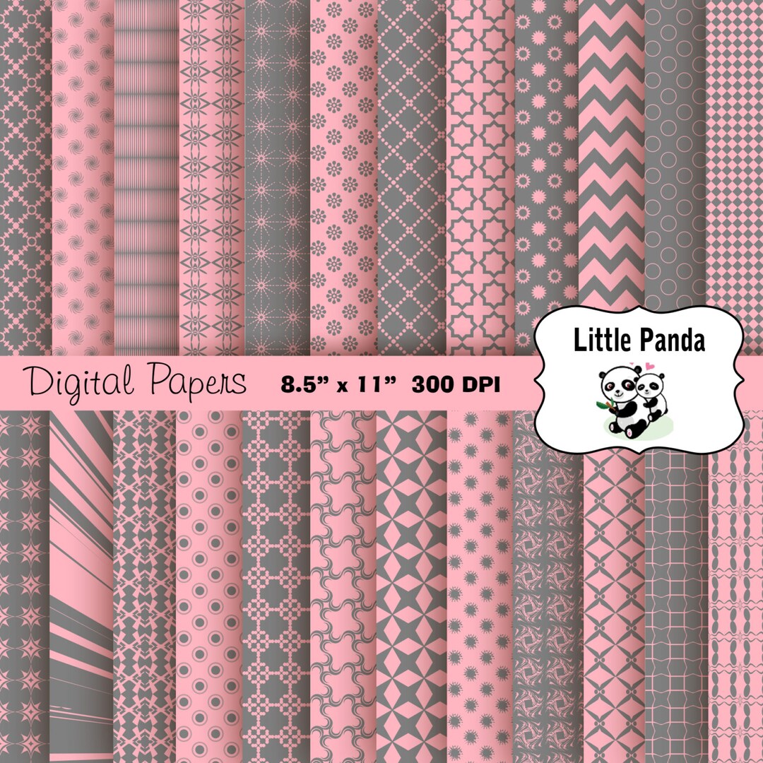 Light Pink and Gray Digital Paper - Digital Scrapbooking - 12 Jpg Files ...