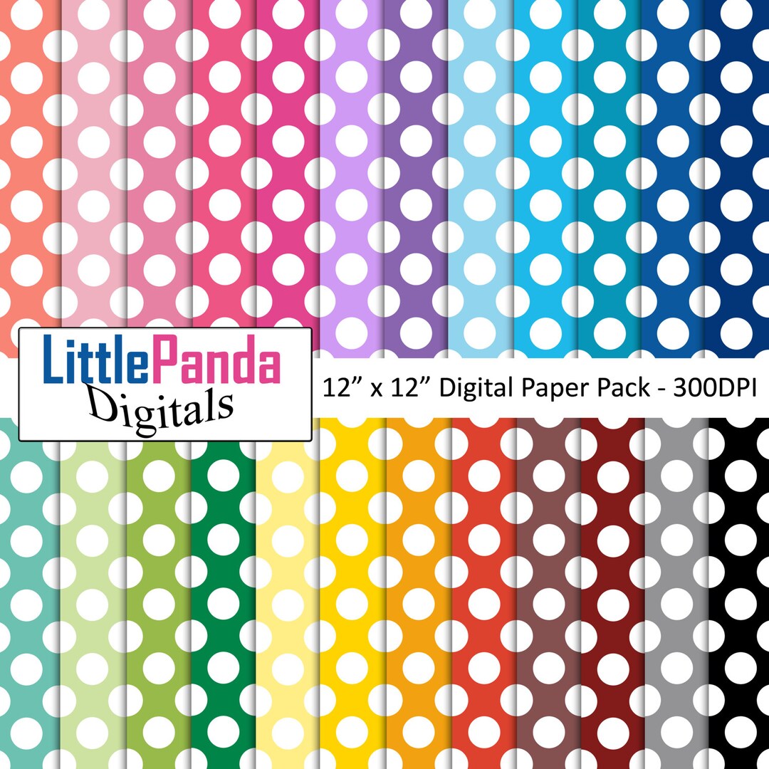 Polka Dots Digital Paper, Scrapbook Papers, Wallpaper, Background ...
