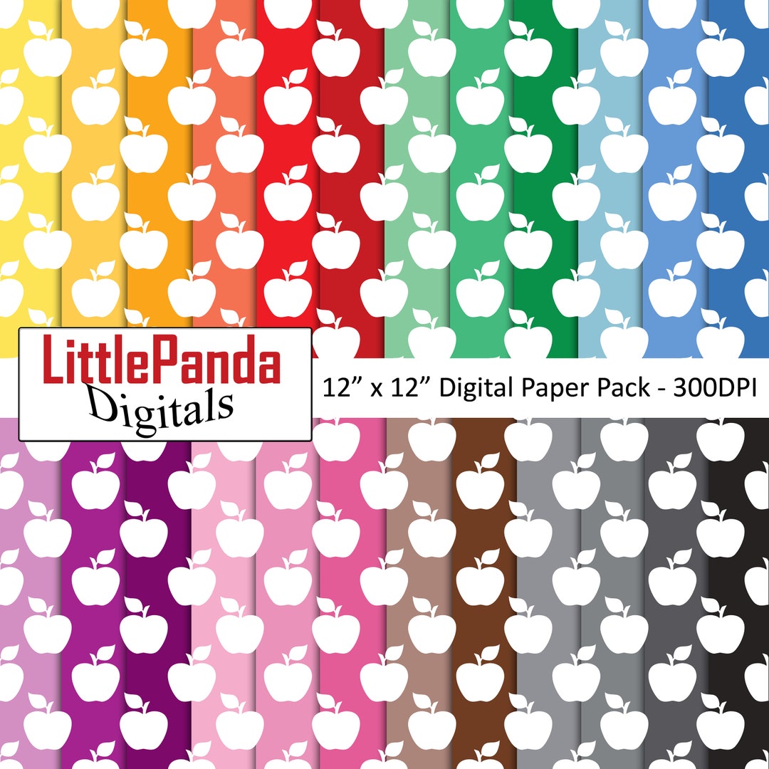 Apple Digital Paper Back to School Scrapbook Paper Snow White ...