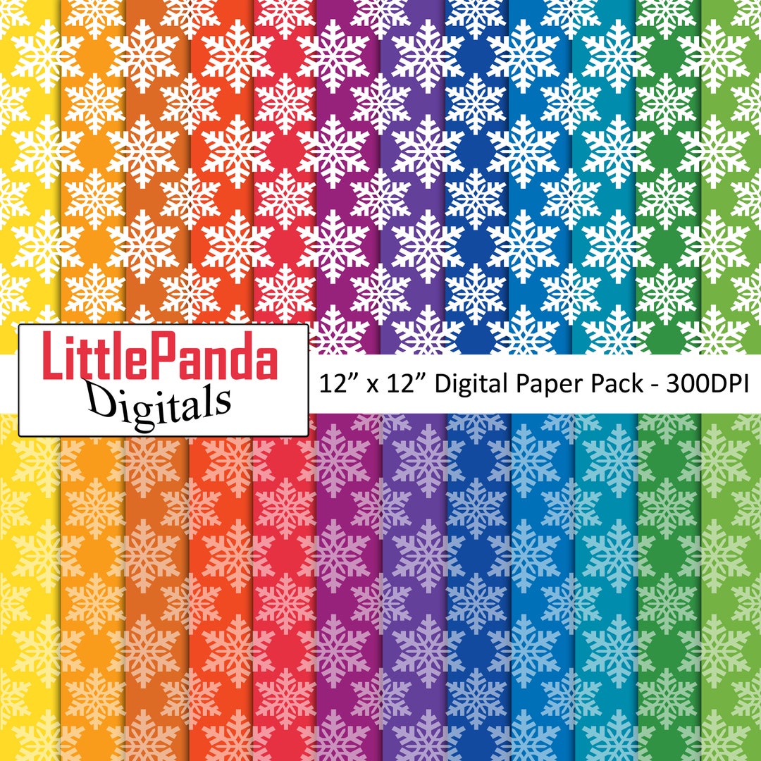 Christmas Digital Paper Snowflake Background Primary Colors Snowflake ...