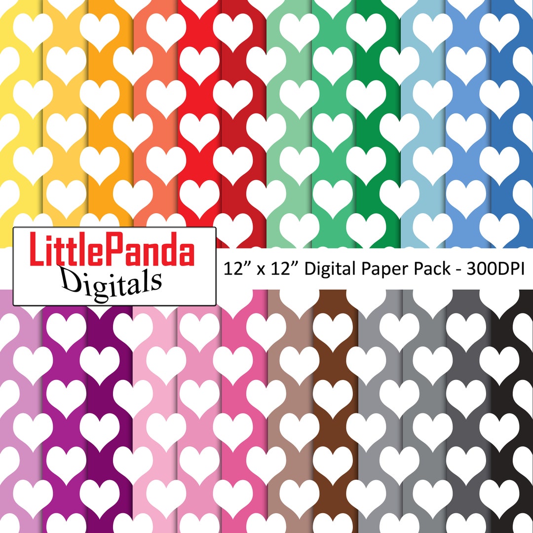 Hearts Digital Paper, Valentine's Day Scrapbook Paper, Hearts ...