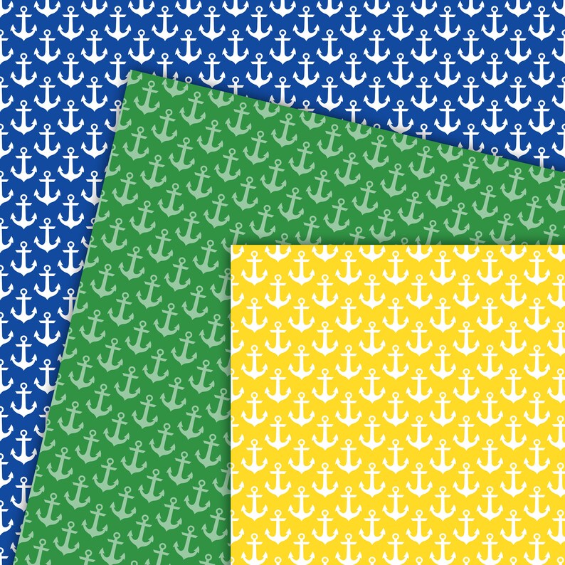 Anchor Digital Paper Primary Colors Beach Scrapbook Pages - Etsy