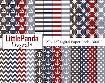 Nautical Digital Paper Anchor Background Boat Scrapbook Paper | Etsy