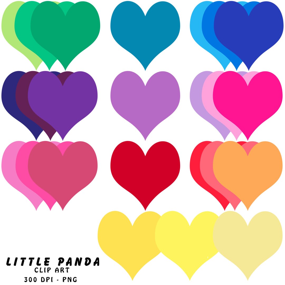 Rainbow Hearts Digital Clip Art - Personal and Commercial Use - Instant ...