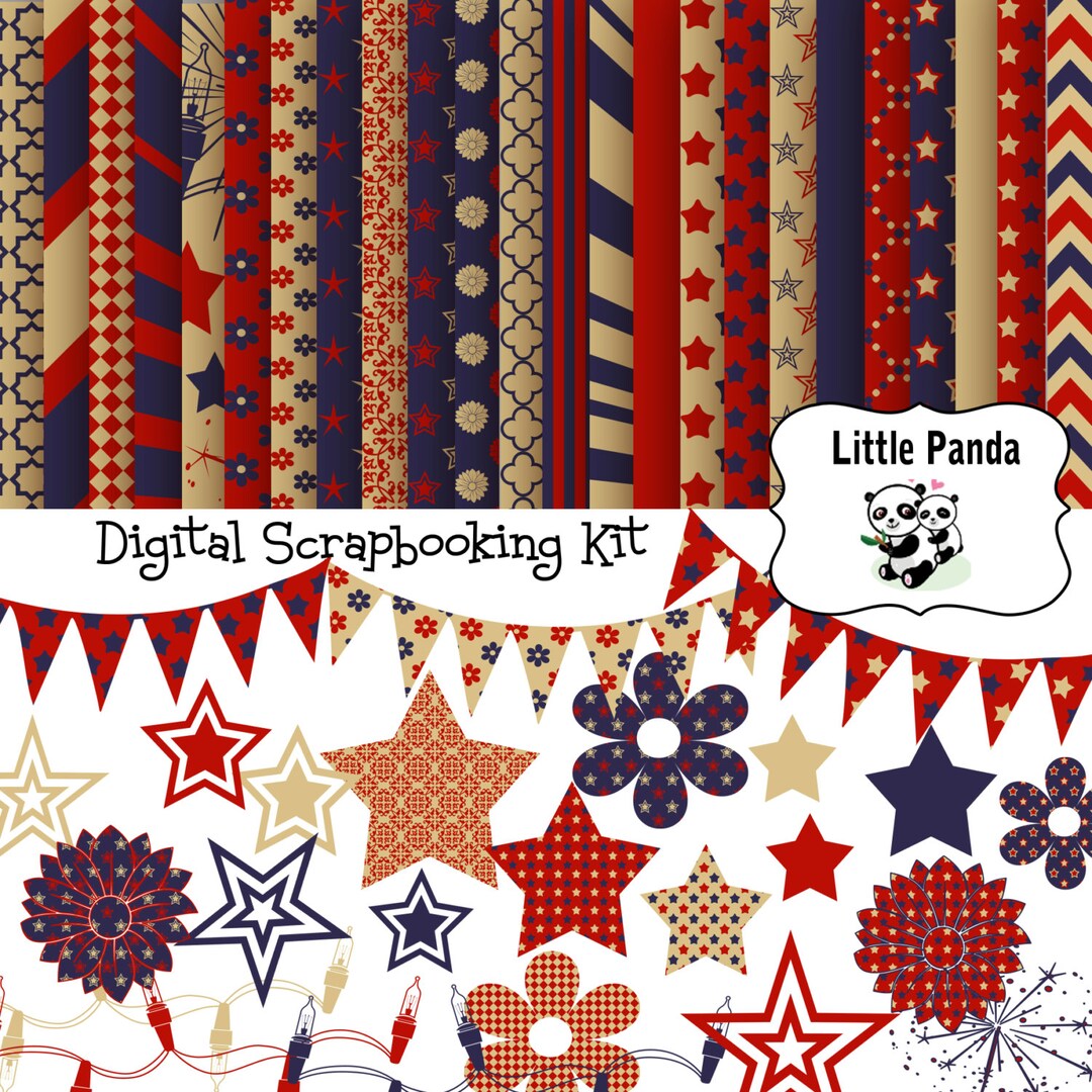 4th of July Digital Scrapbook Kit - Instant Download - D269 - Etsy