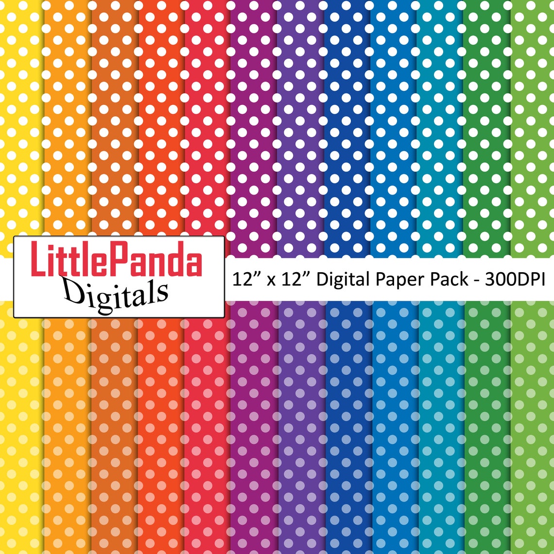 Polka Dots Digital Paper Background Primary Colors Scrapbook - Etsy