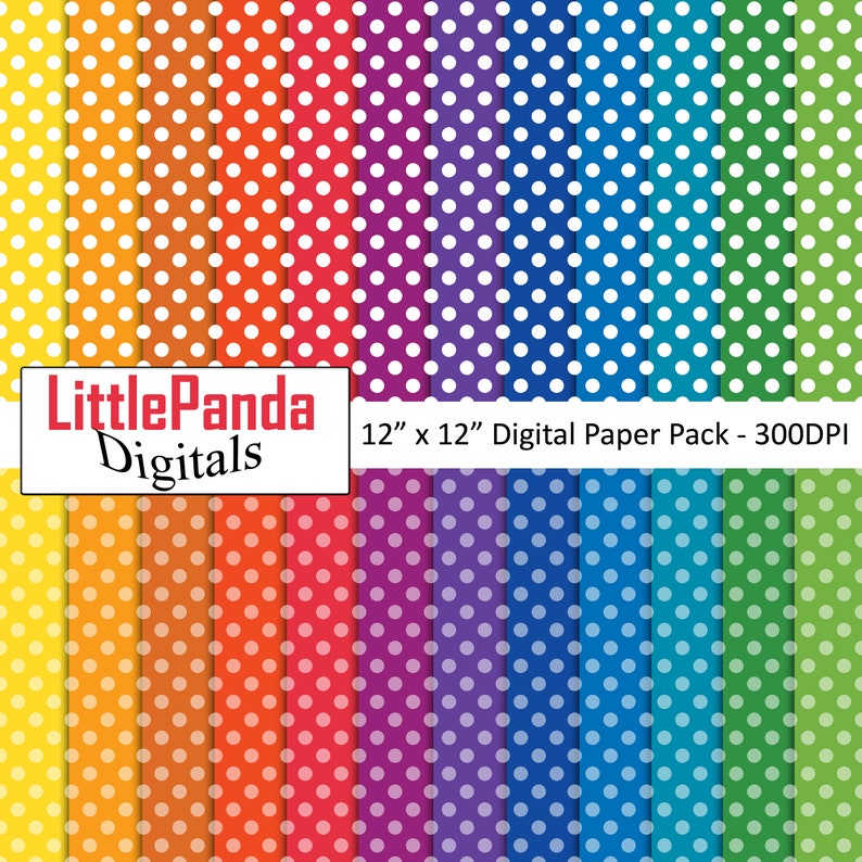 Polka Dots Digital Paper Background Primary Colors Scrapbook Paper ...