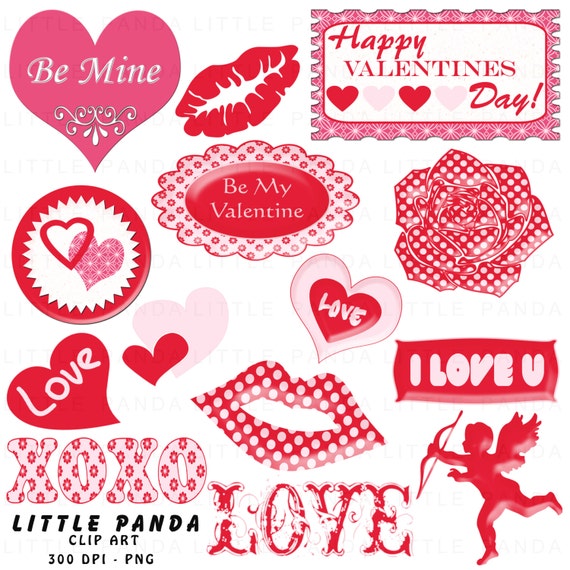 Valentine Clip Art Personal and Commercial Use Instant | Etsy