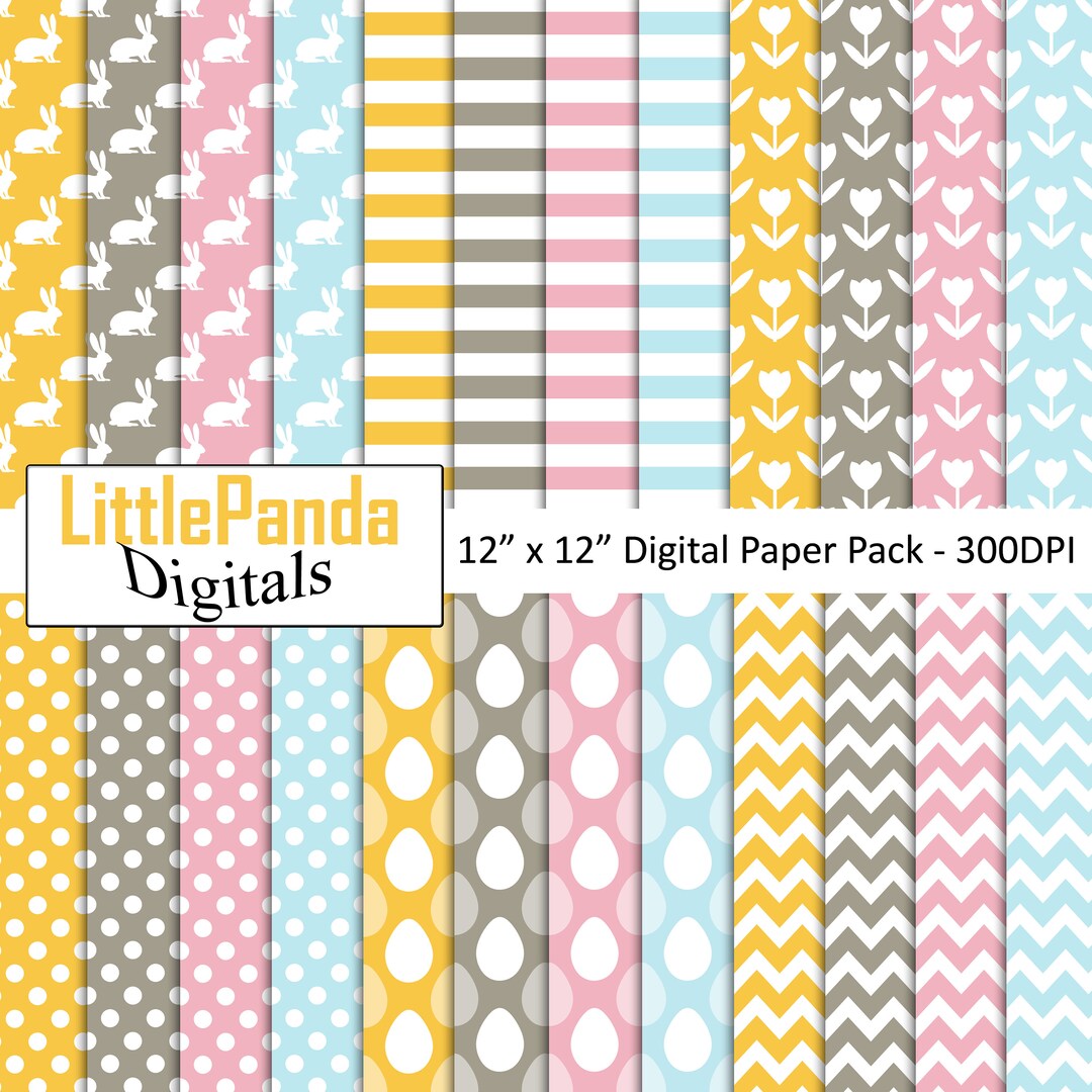 Easter Digital Paper Bunny Background Easter Eggs Scrapbook Paper ...