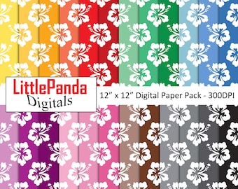 Hibiscus Scrapbook Paper Hawaiian Flowers Digital Paper | Etsy