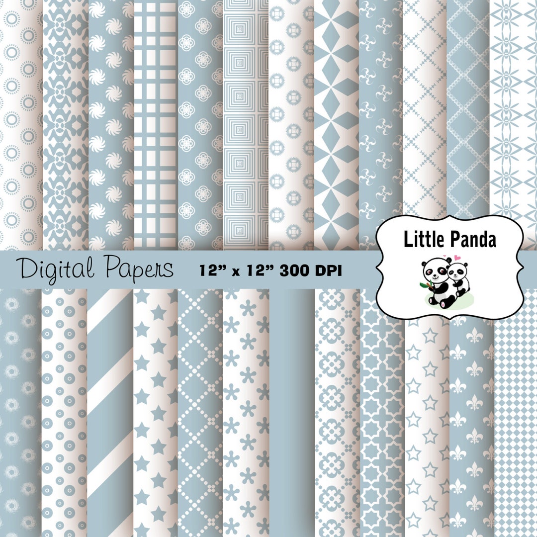 Pastel Blue Digital Scrapbook Paper Pack 24 Jpg Files 12 X 12 - Instant ...