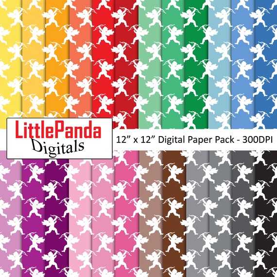 Cupid digital paper valentine's day scrapbook paper cupid | Etsy