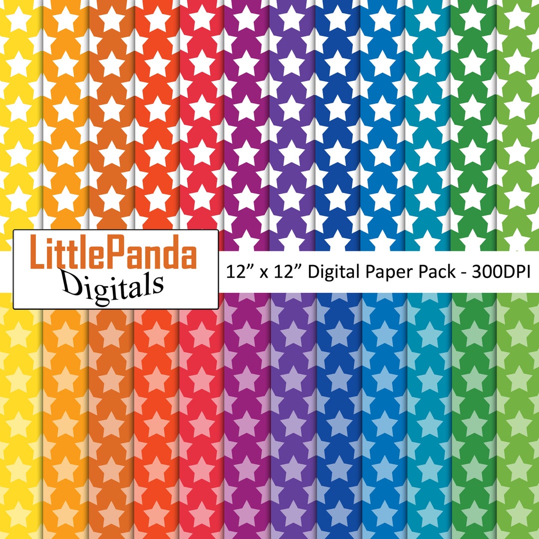 Stars Digital Paper Primary Colors Scrapbook Pages Paper Crafts Stars ...