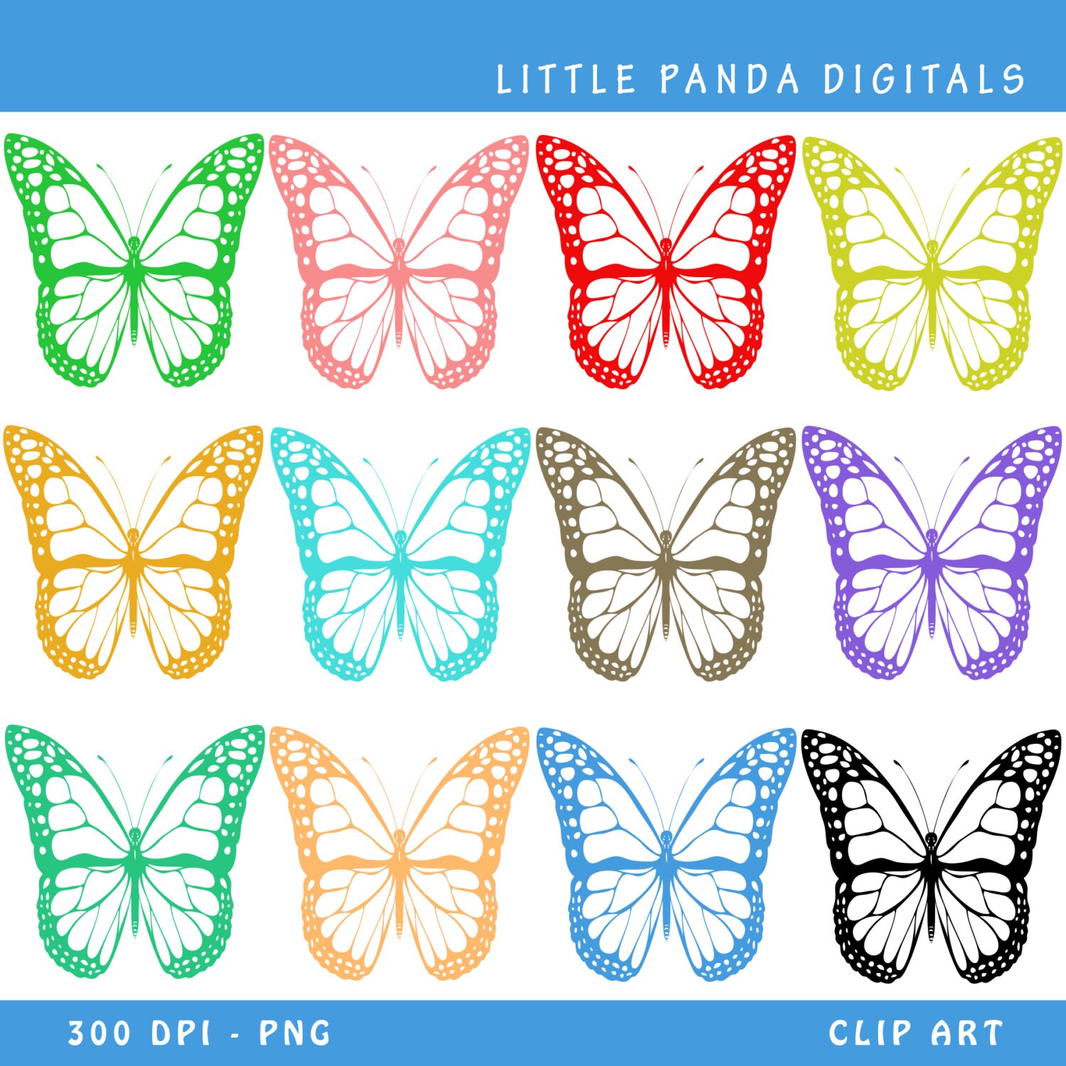 Butterfly Digital Clip Art Personal and Commercial Use | Etsy