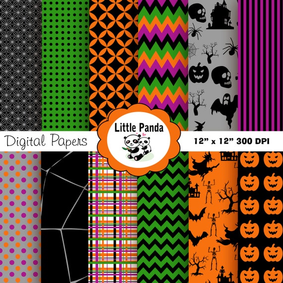 Halloween Digital Scrapbooking Paper Instant Download D151 - Etsy