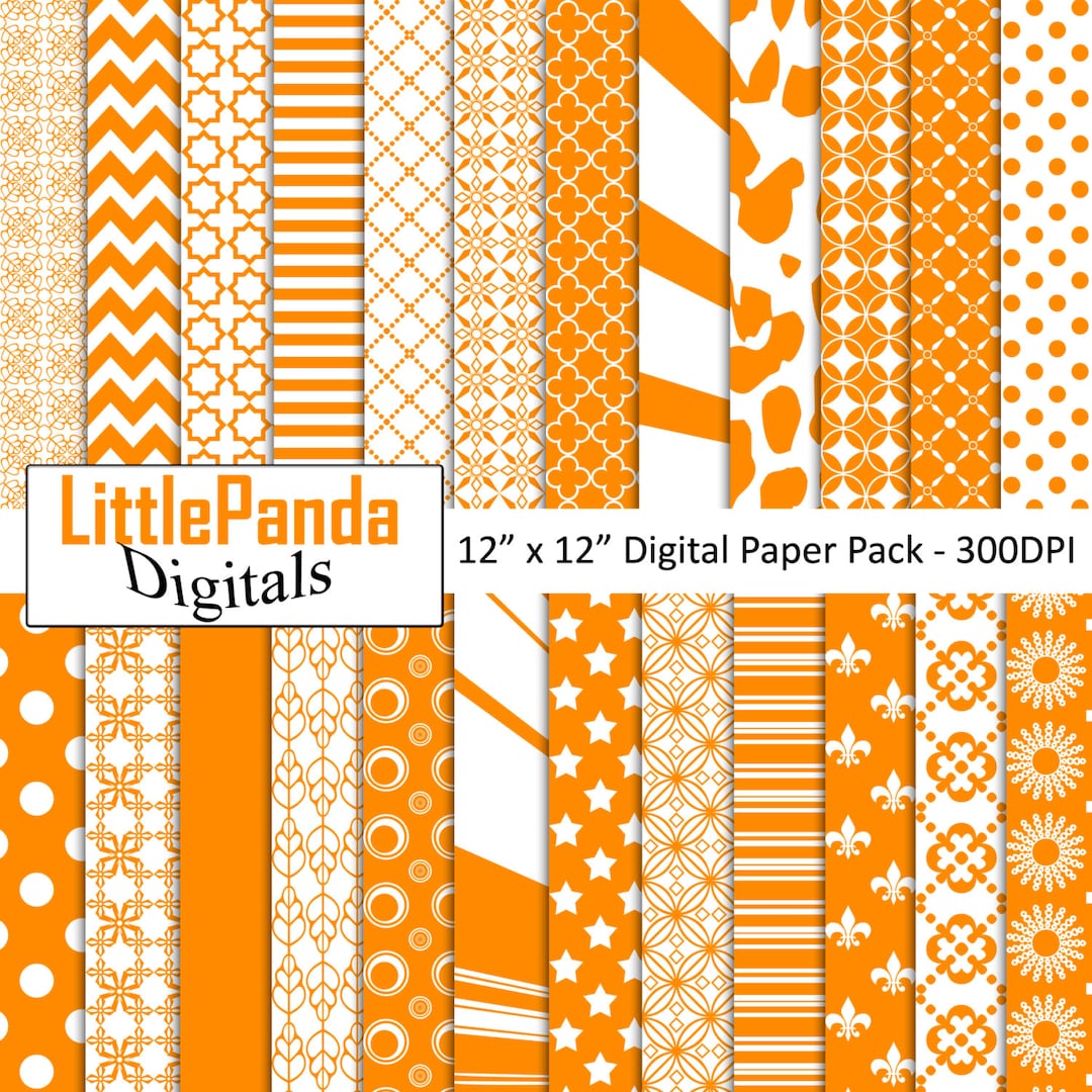 Orange Digital Paper, Scrapbook Papers, Background, 24 Jpg Files 12 X ...